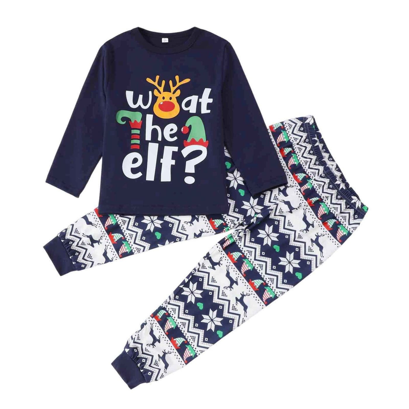 Blauwe Elch Elf Bijpassende Familie Kerst Pyjama's